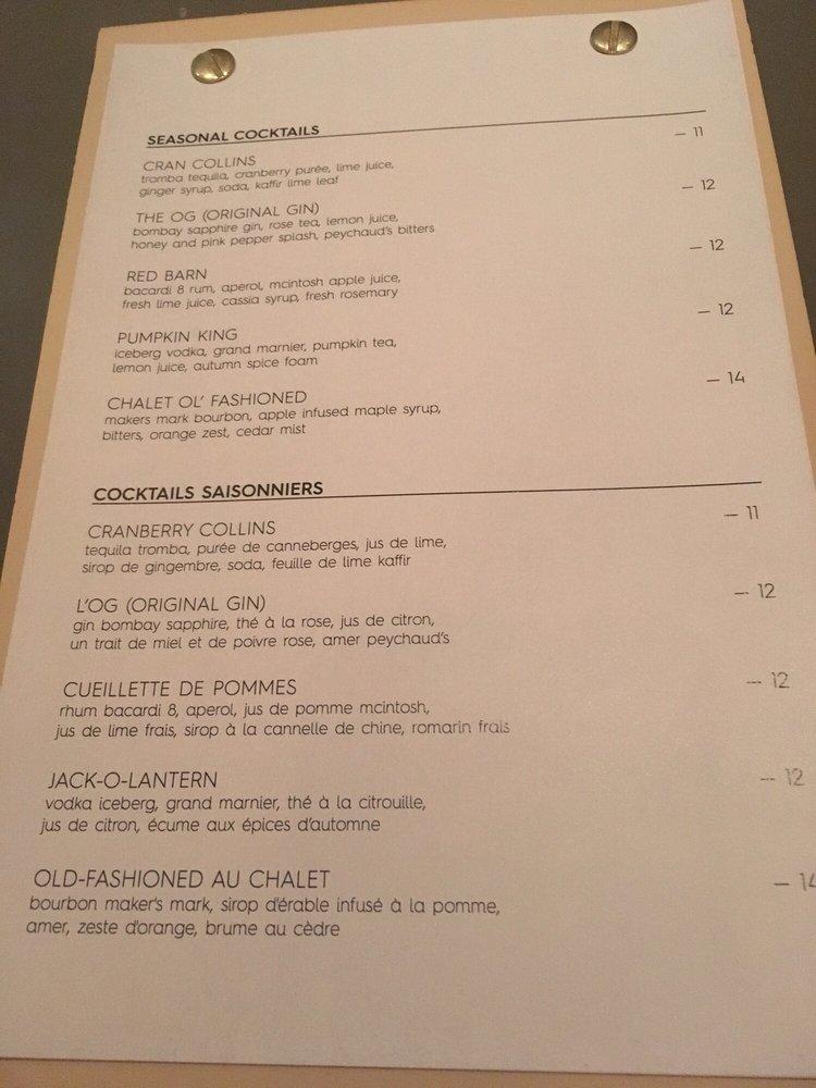 Menu at Hopkins restaurant, Montréal, Monkland Ave