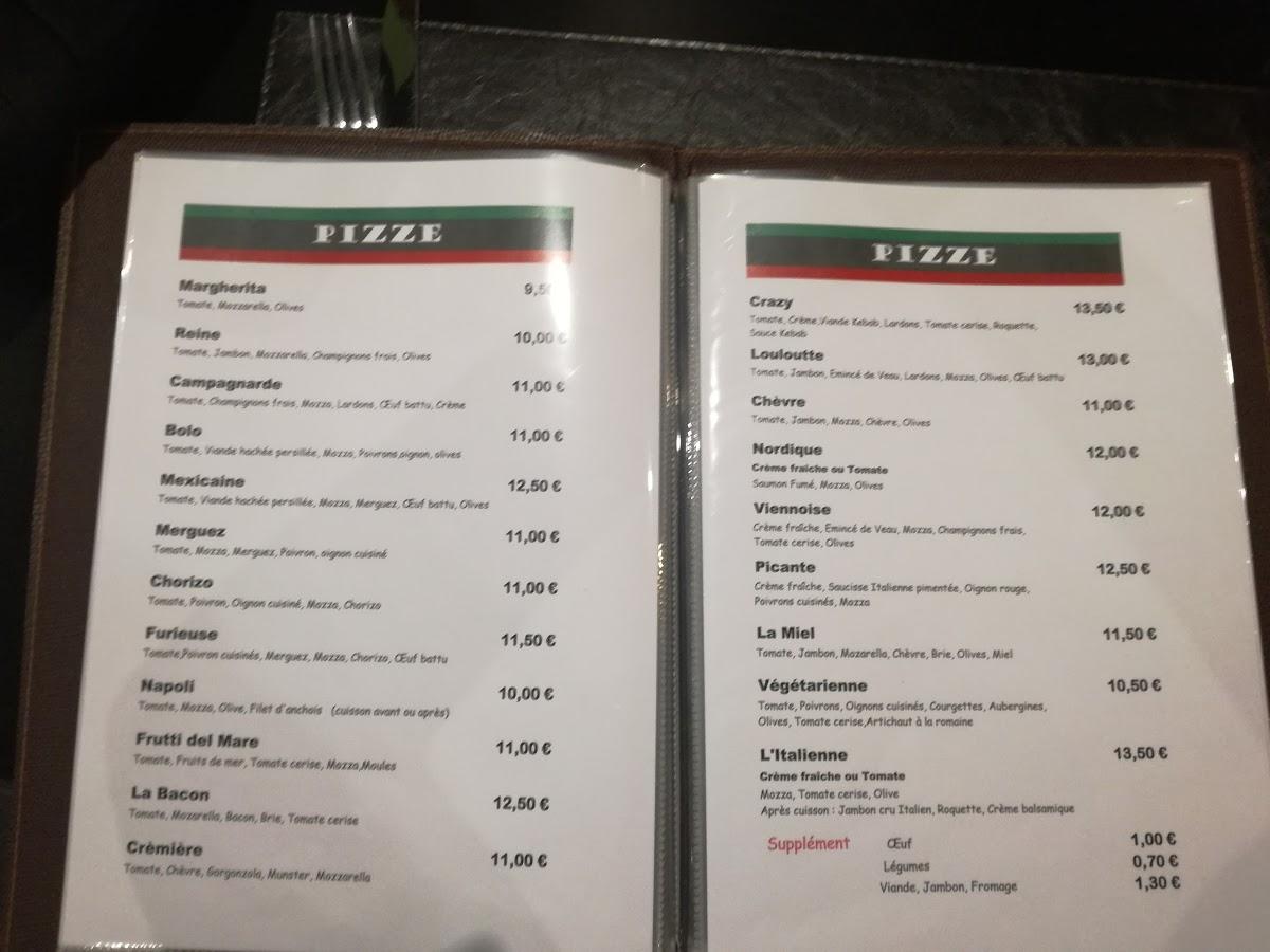 Menu at La Casanova restaurant, Illkirch