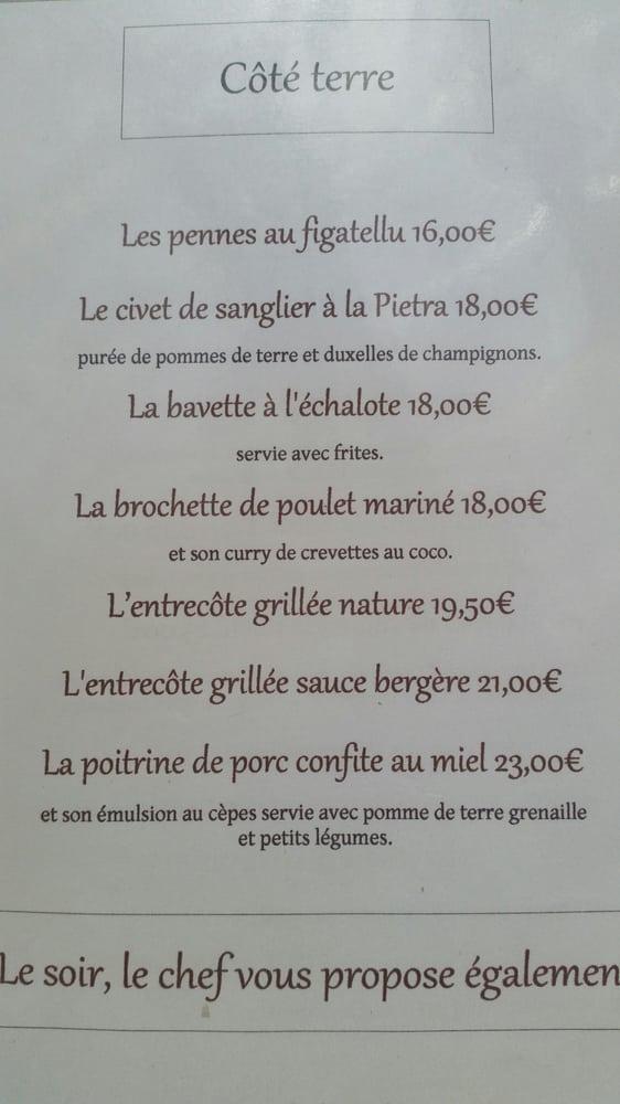 Menu at Restaurant Le Bon Espoir, Osani, Hameau Girolata