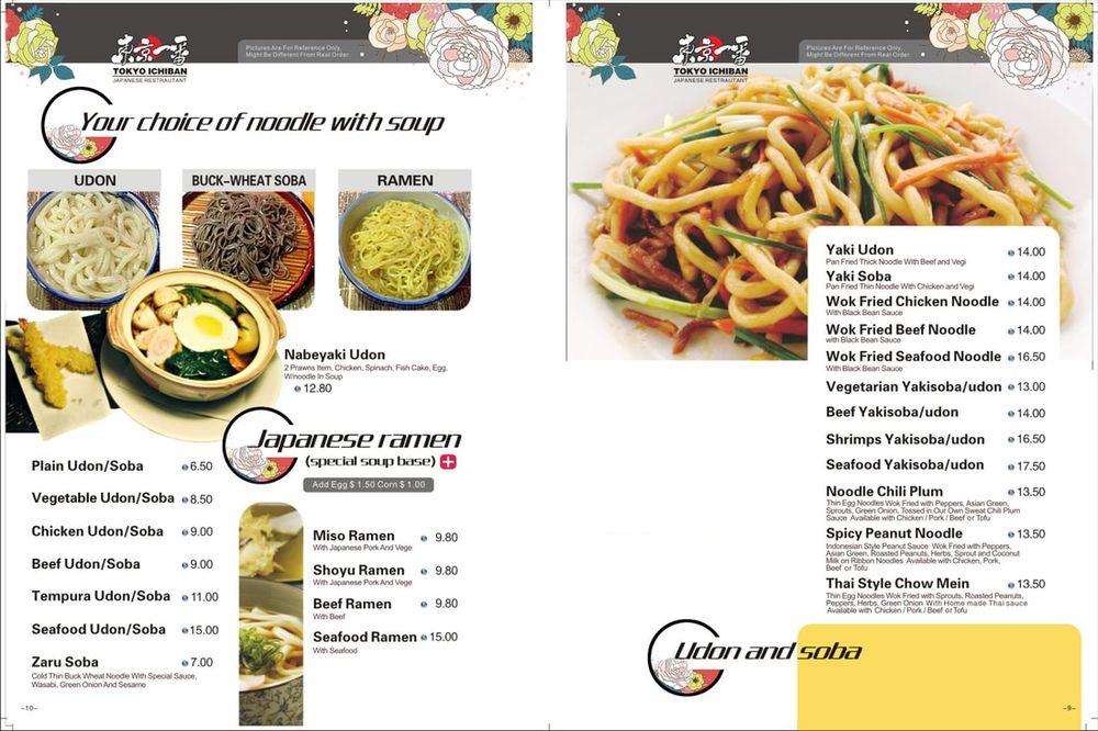 Menu at Tokyo Ichiban Japanese Restaurant, Grande Prairie