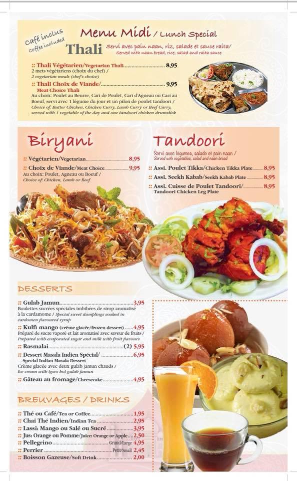 Menu at India Masala restaurant, Repentigny