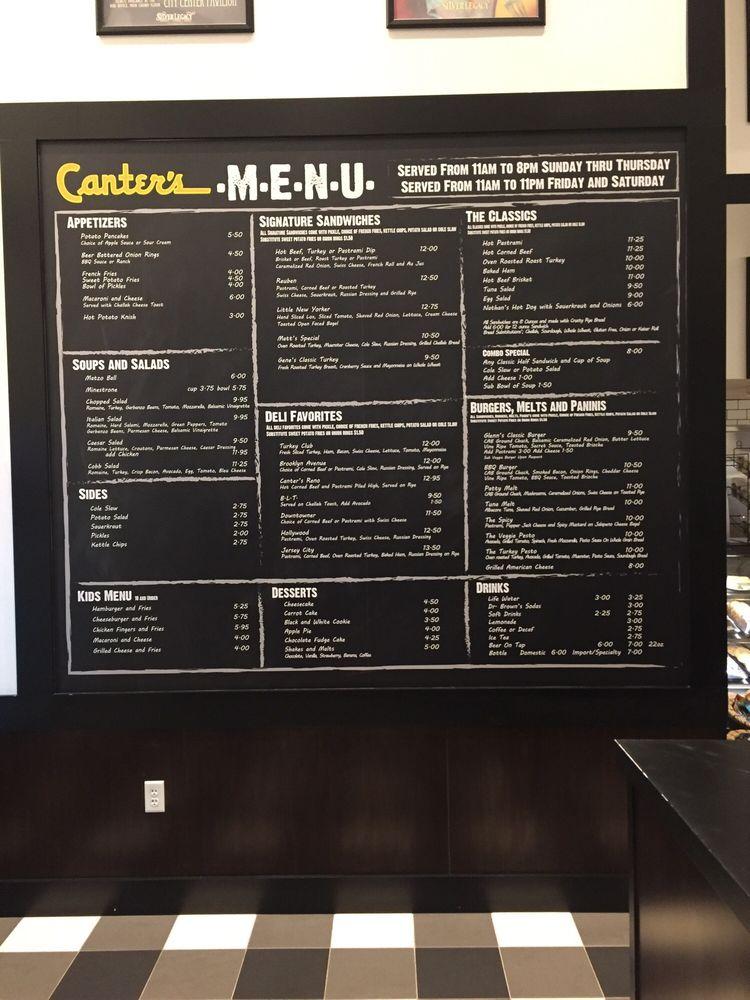 Menu at Canter's Delicatessen restaurant, Reno, 407 N Virginia St
