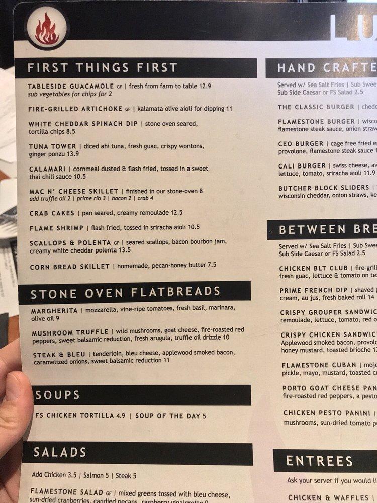 Menu at Flamestone American Grill pub & bar, Oldsmar