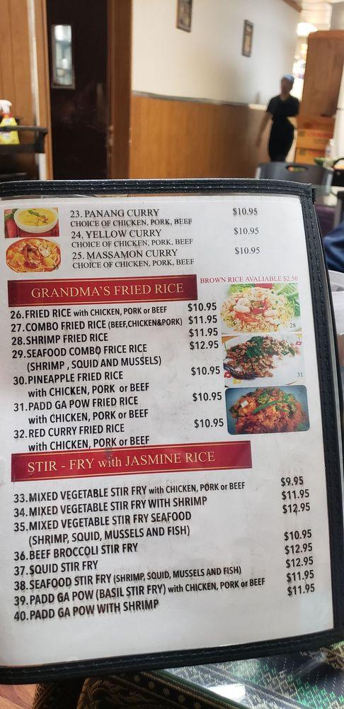 Menu at Grandma’s Thai Cuisine restaurant, Harker Heights