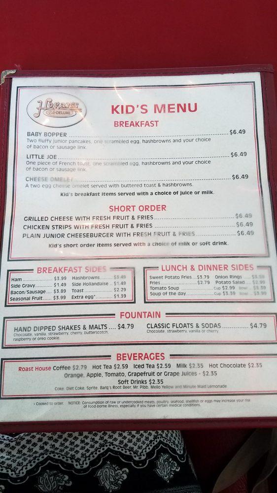 Menu at Hogan's Cafe Deluxe, Spokane