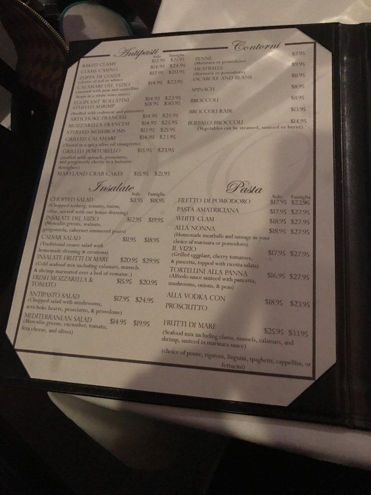 Menu at Il Vizio restaurant, Massapequa