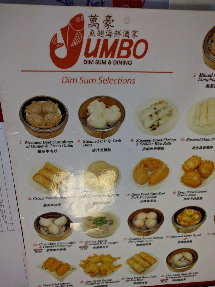 Menu at Jumbo Dim Sum restaurant, Edmonton