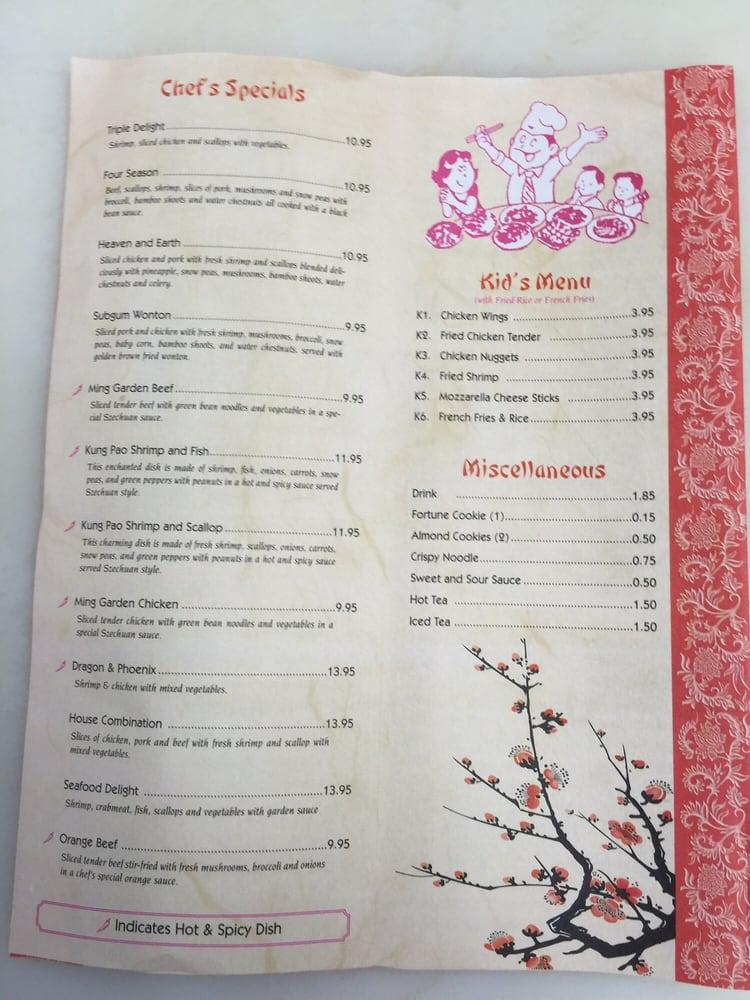 Menu at Ming Garden Chinese Restaurant, Norton
