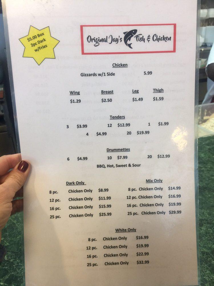 Menu at Original Jay's Fish & Chicken restaurant, Brunswick