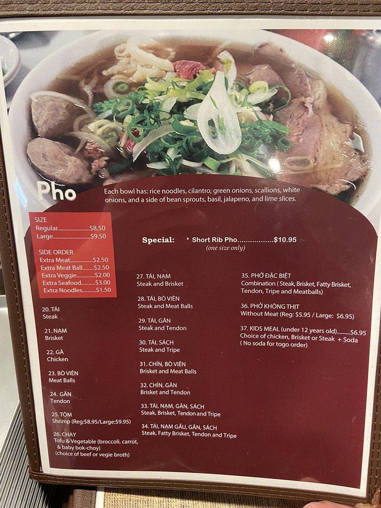 Menu at The Best Pho & Thai restaurant, Renton