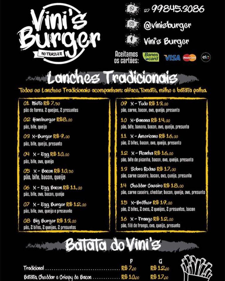Menu at Vinis, Viana