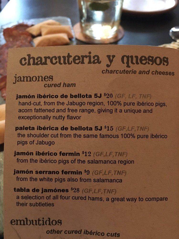Menu at Cúrate pub & bar, Asheville