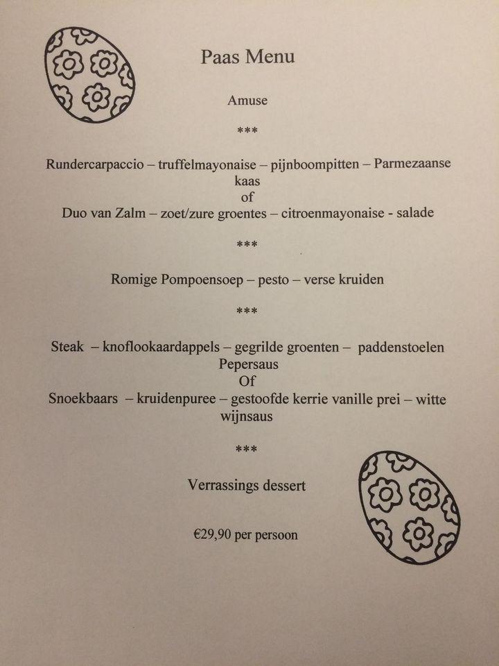 Menu at De Lachende Gans, Werkendam