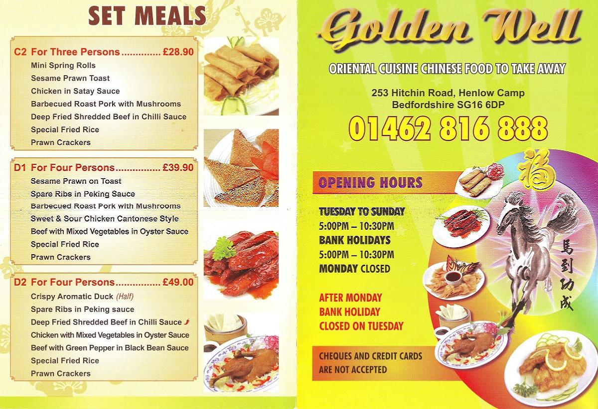 Menu at Golden Well fast food, Henlow