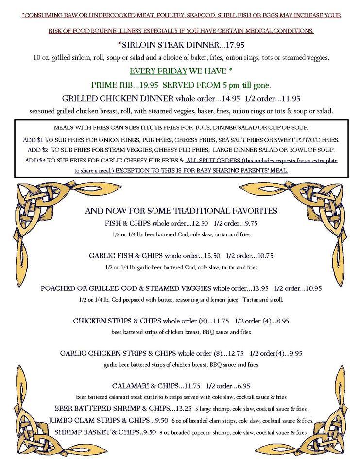 Menu at Hamilton House Pub & Restaurant, Victor
