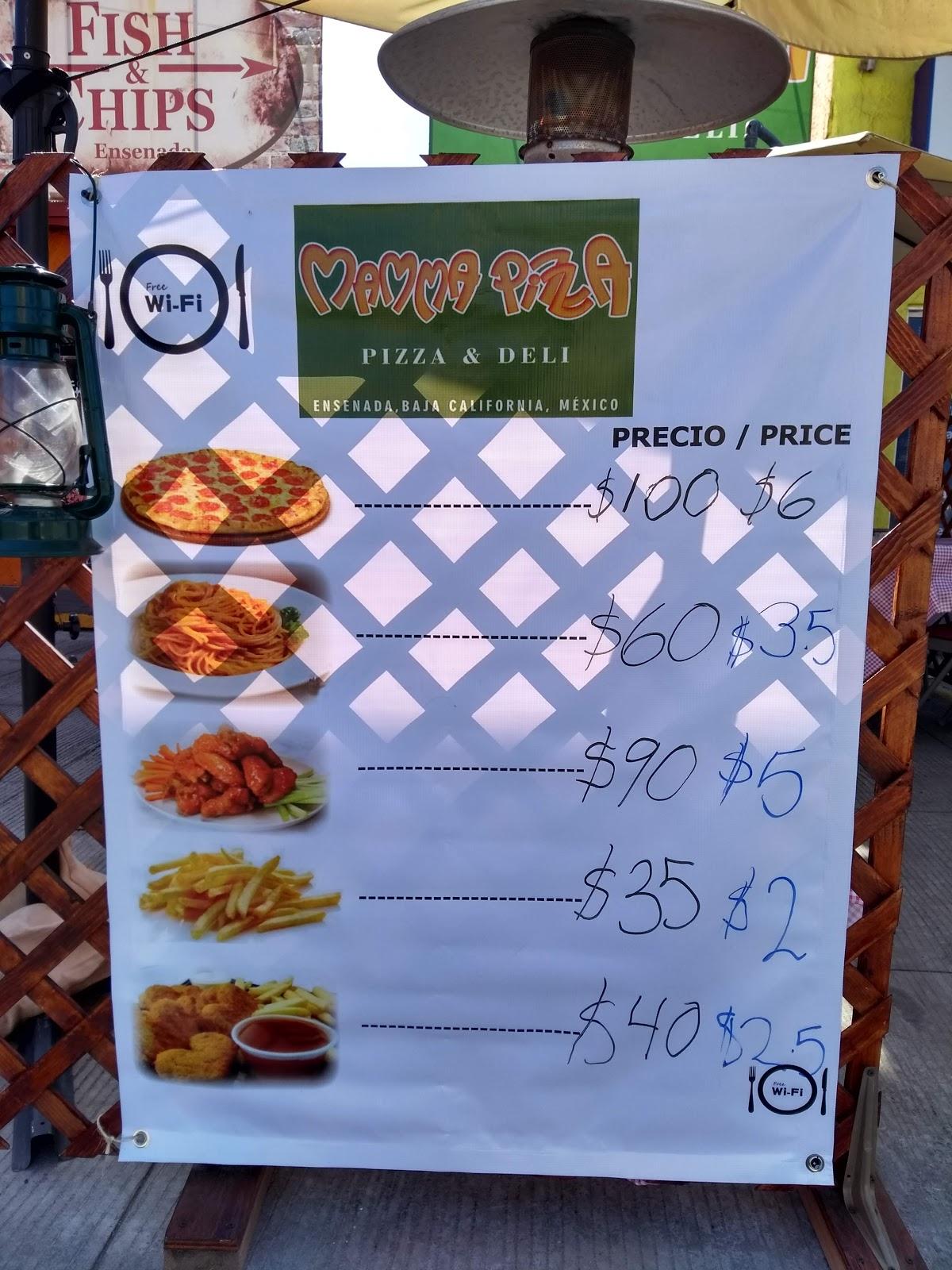 Menu at Mamma Pizza restaurant, Ensenada, Lázaro Cárdenas 448