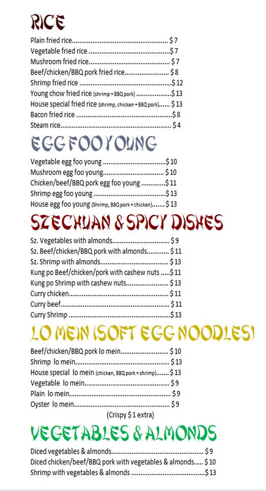 Menu at Noble Garden restaurant, Nobleton, ON-27 Unit 5