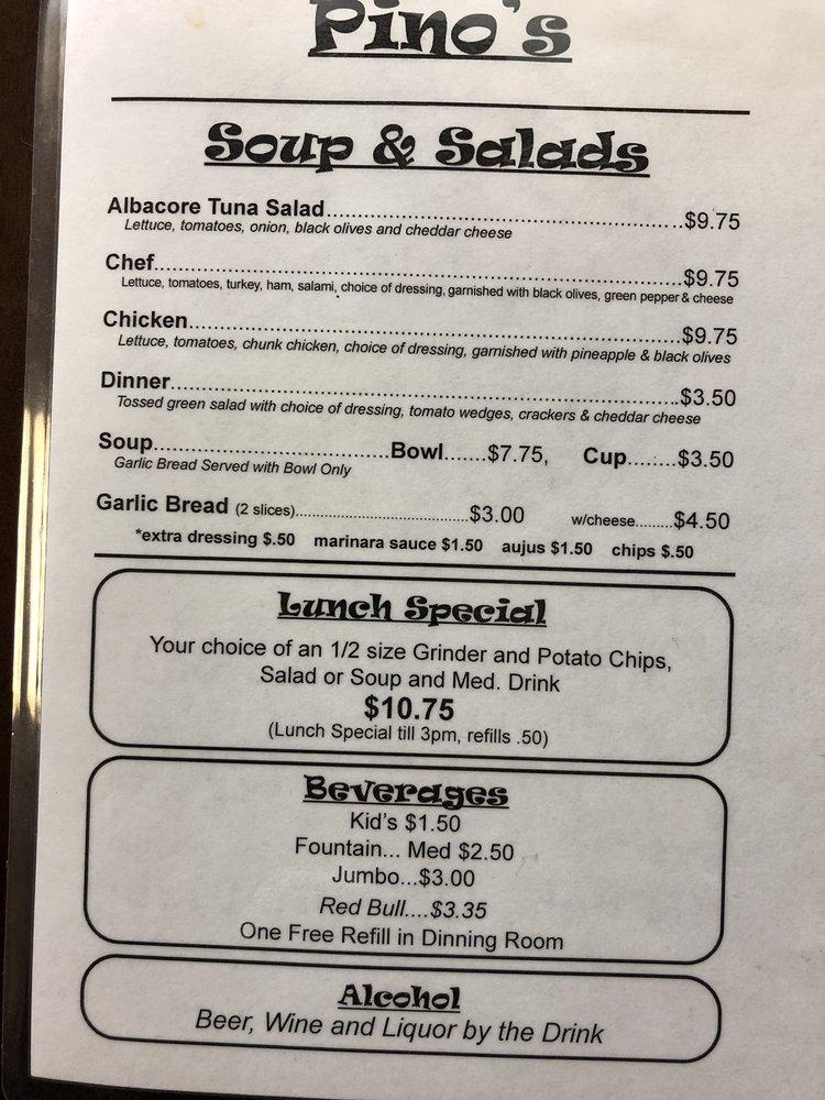 Menu at Pino's fast food, Boise