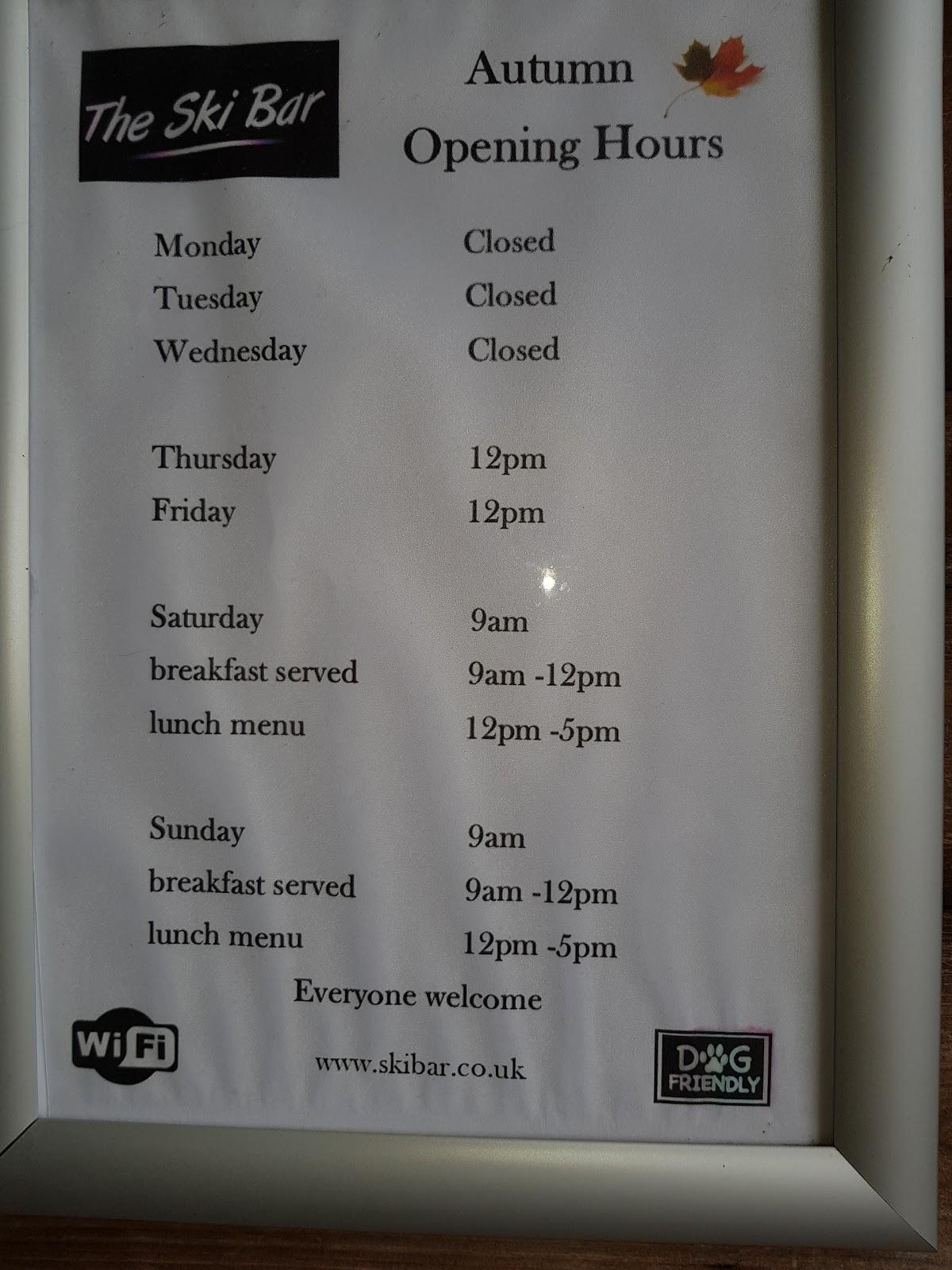 Menu at The Ski Bar, Haverigg