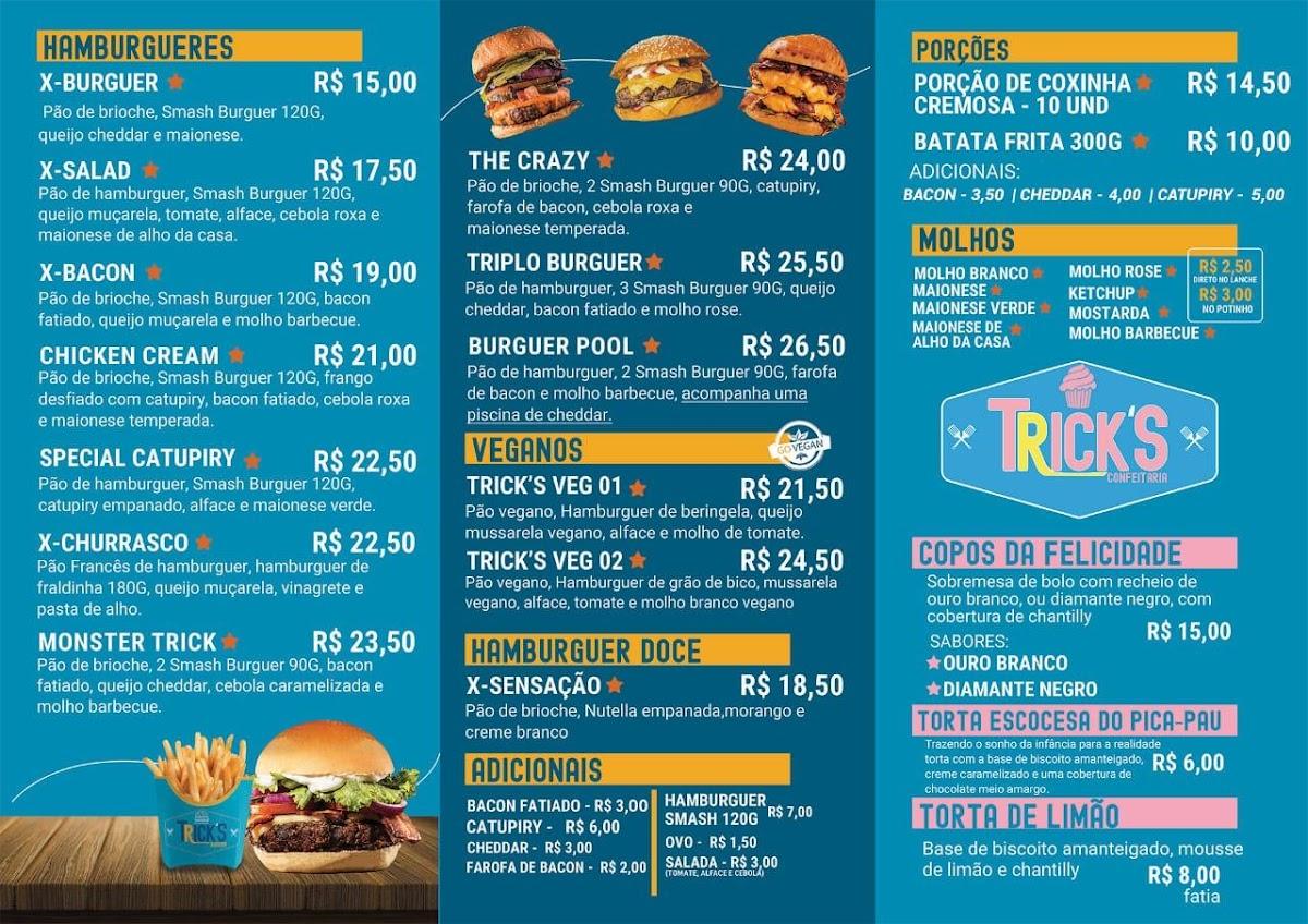 Menu at Trick's Burguer restaurant, Itajubá