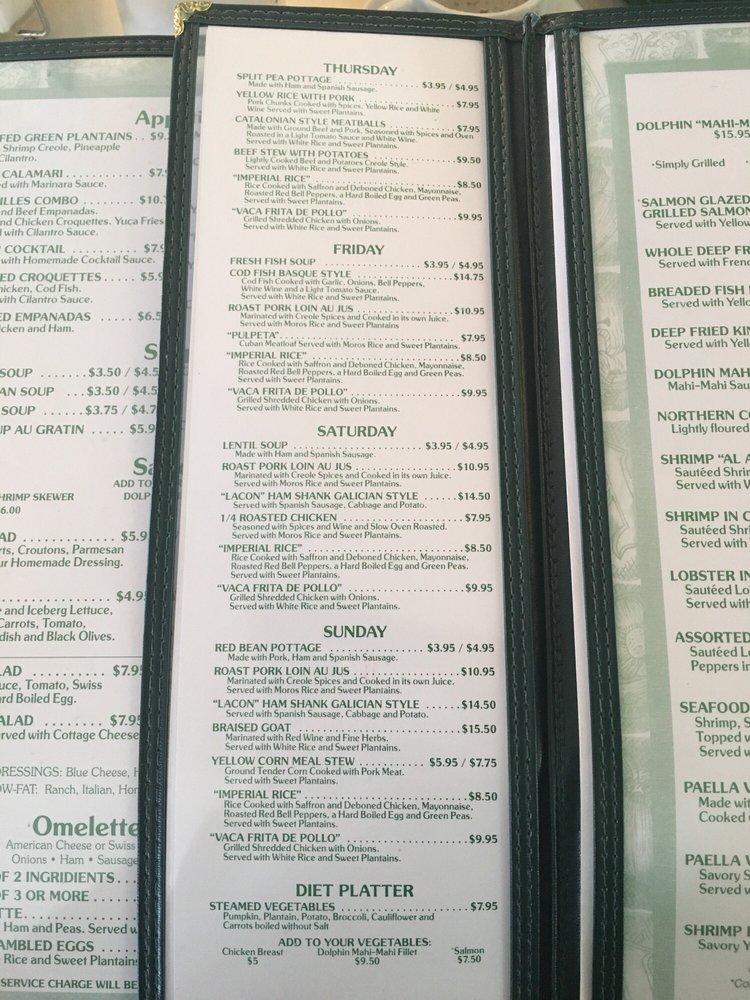Menu at Versailles Cuban Bakery, Miami