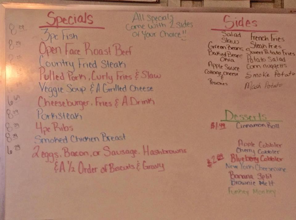 Menu at Gooch's Diner restaurant, Piedmont