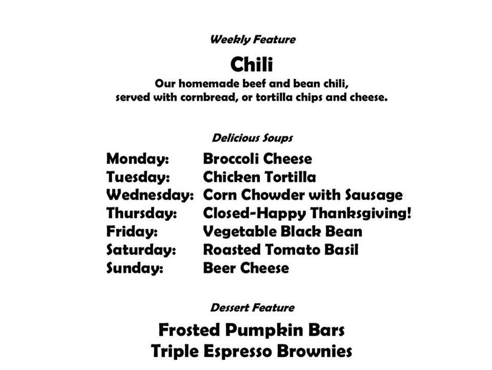 Menu at Jitters Java Cafe, Sauk Centre