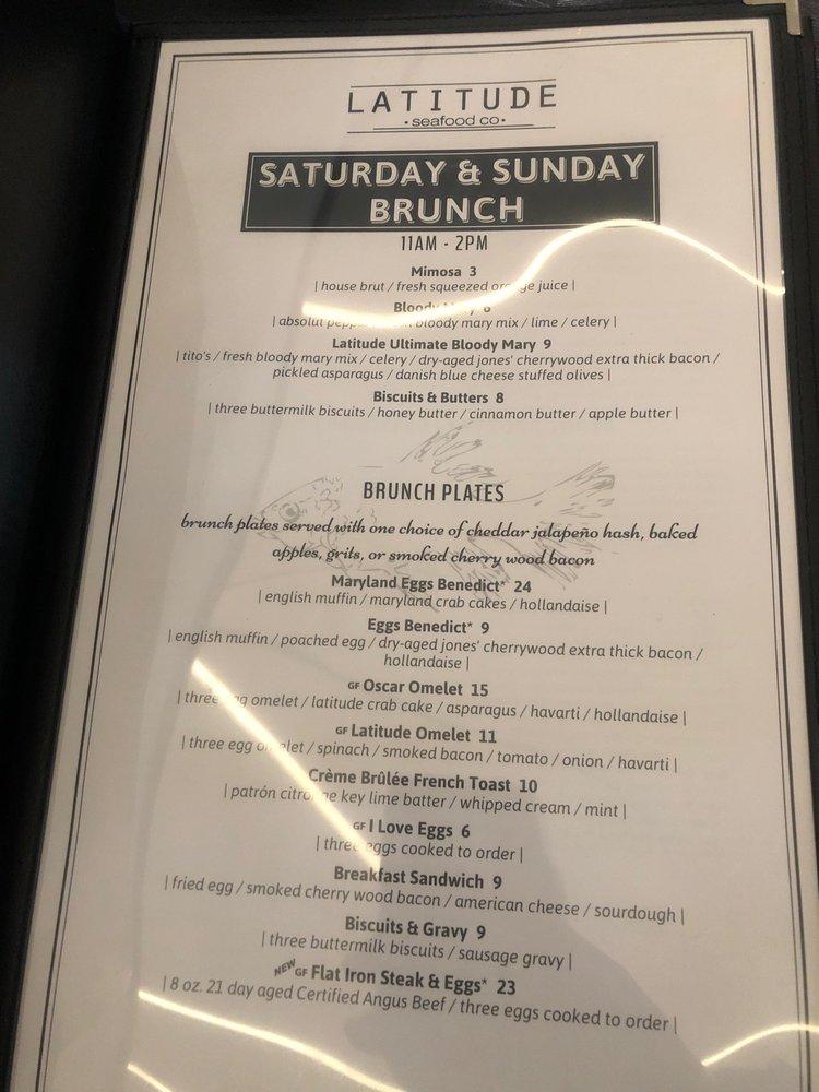 Menu at Latitude Seafood Co. Richmond restaurant, Richmond