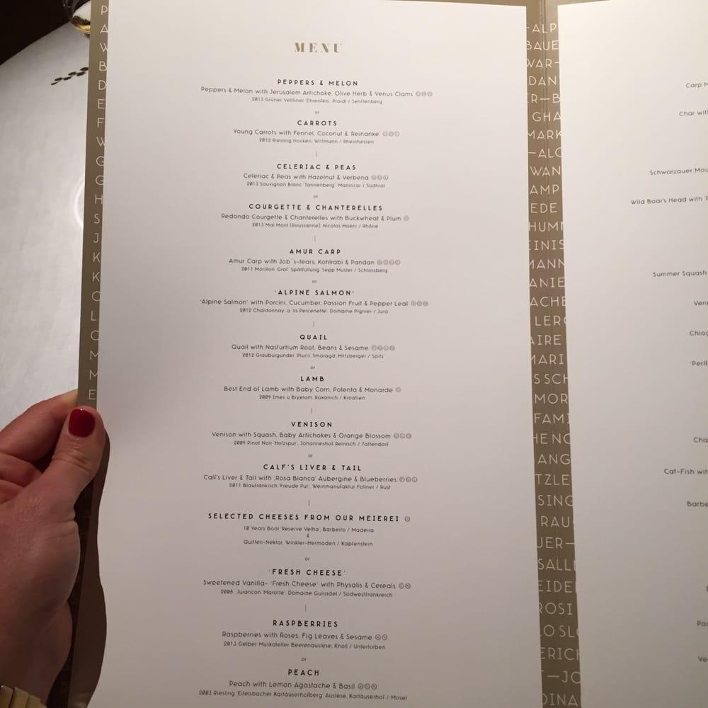 Carta del restaurante Steirereck, Viena