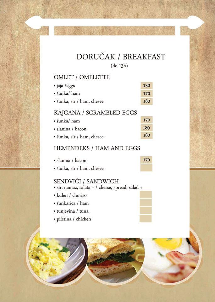 Menu at Conti restaurant, Kikinda