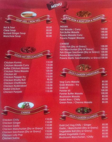 Menu at JACK N JILL FAST FOOD, Chennai, A