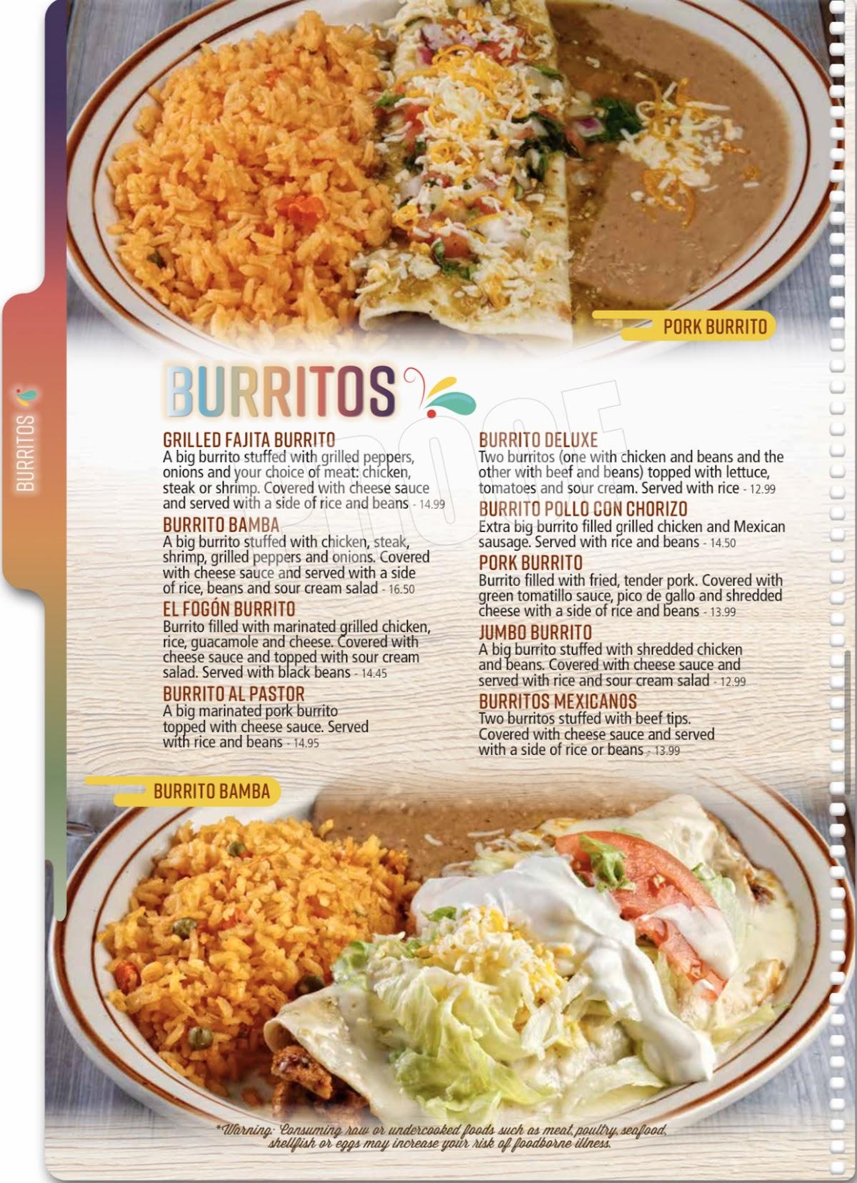 Menu at Las Brasas Grill Mexican Restaurant, Wellsville