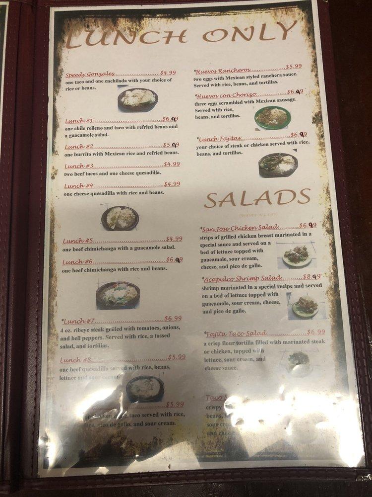 Menu at Leon Mexican Restaurant, Arlington