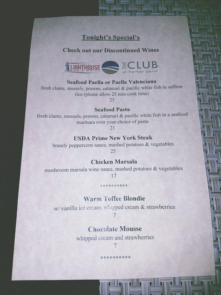 Menu at Lighthouse Bar & Grill, Mill Valley