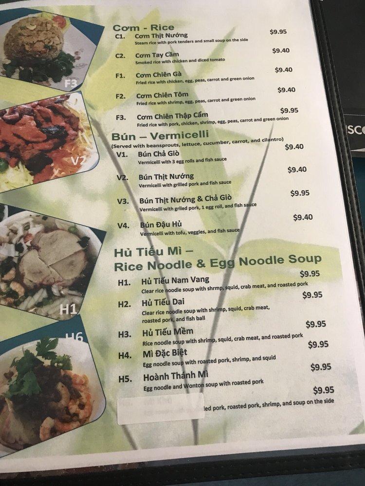 Menu at Pho Nguyen Vietnamese Noodle restaurant, Valparaiso