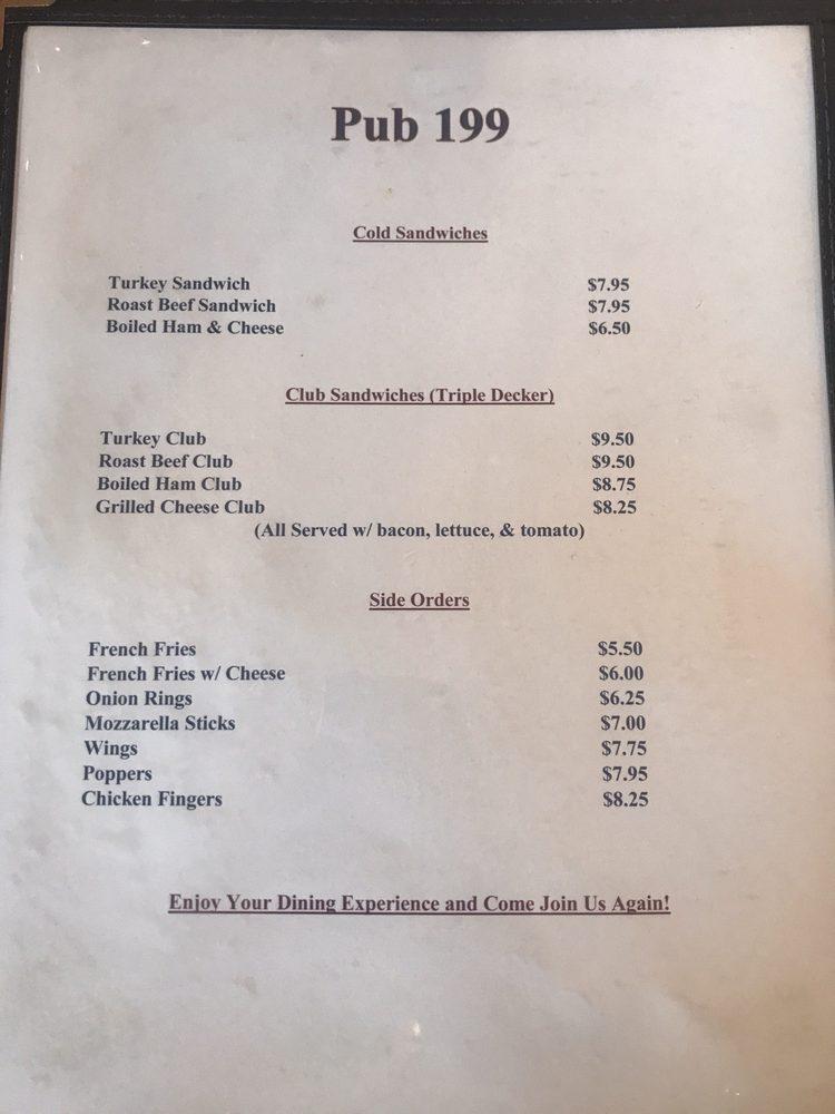 Menu at Pub 199, Mount Arlington