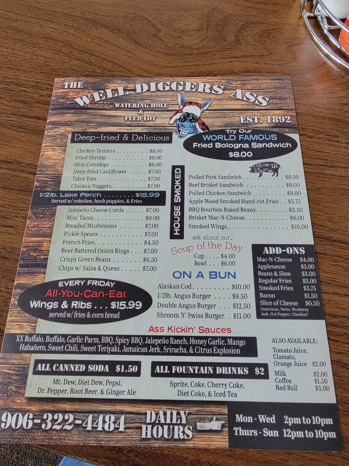 Menu at The Well Diggers Watering Hole & Feed Lot restaurant, Kinross ...