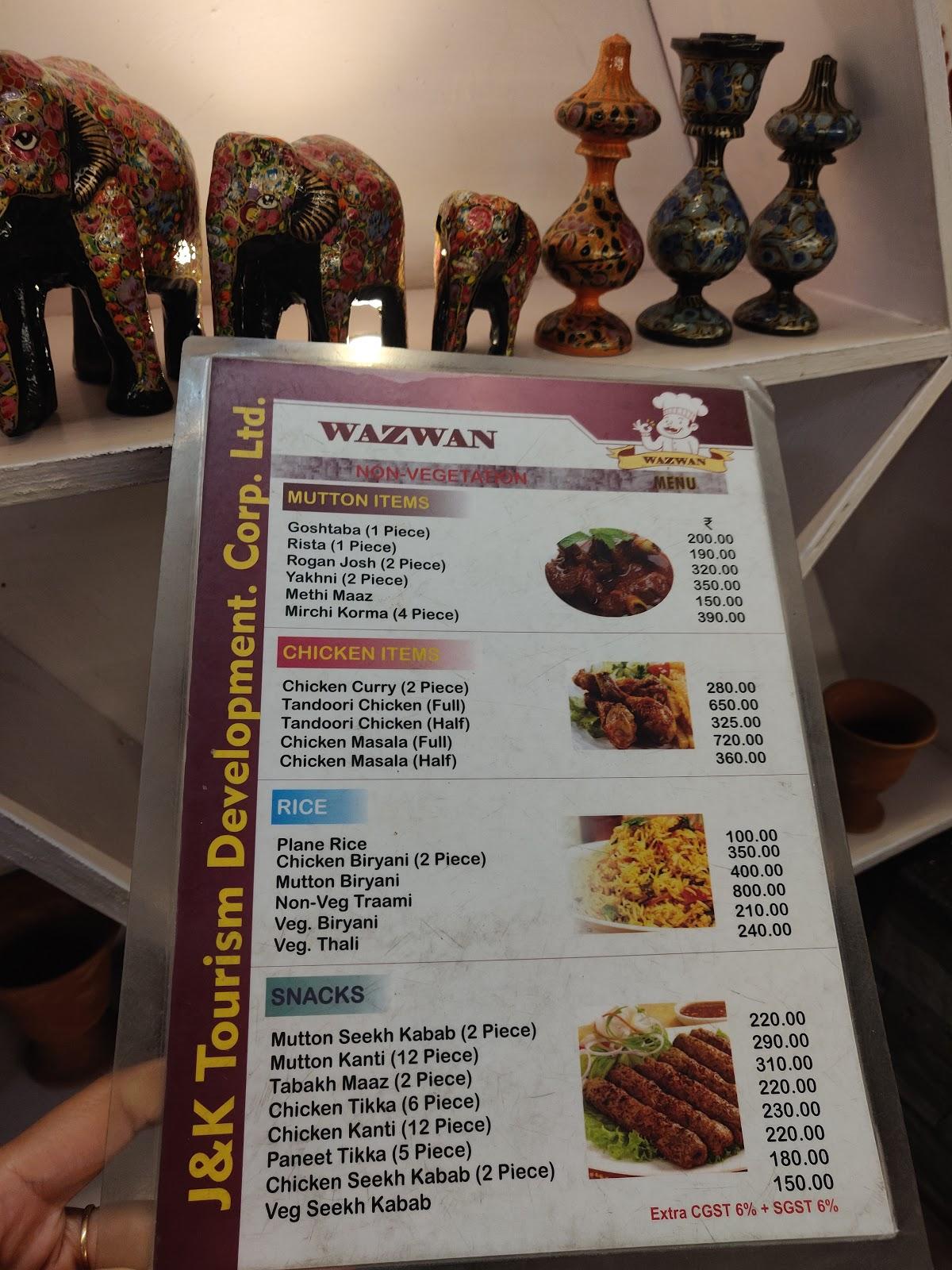 Menu at Wazwan, New Delhi, Stall No 3