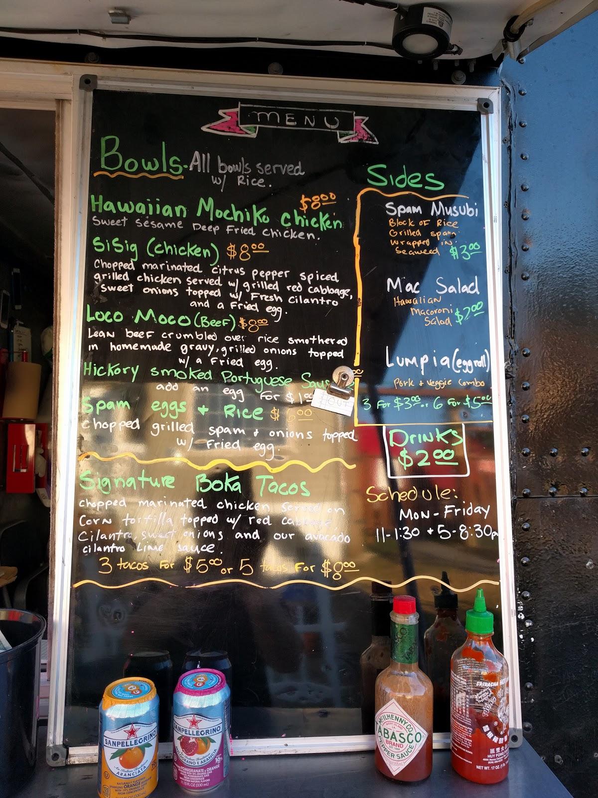 Menu at boKa Island Fusion restaurant, Olympia, Pacific Ave SE
