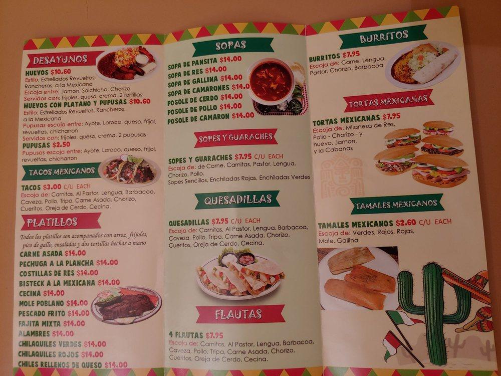Menu at EL MEXICANO cafe, Adelphi