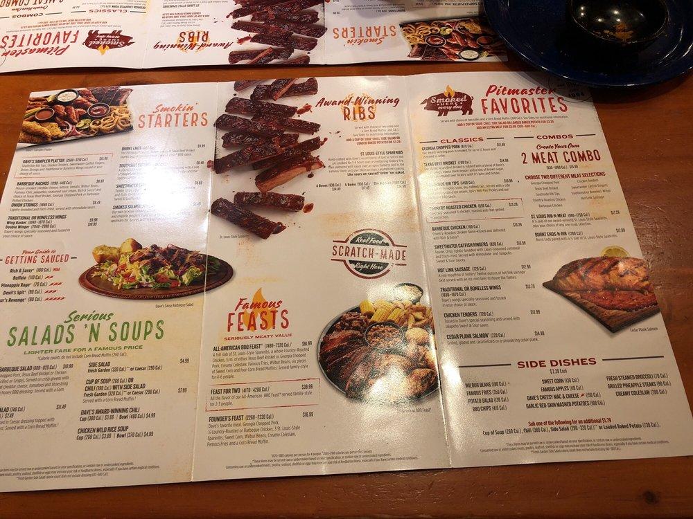 Menu at Famous Dave's Bar-B-Que, Kansas City, Village West Pkwy