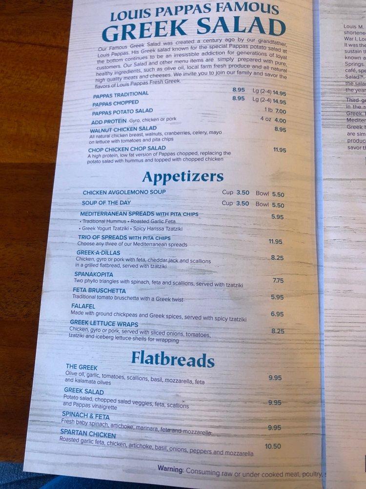 Carta del restaurante Louis Pappas Fresh Greek Lakeside, Lakeland