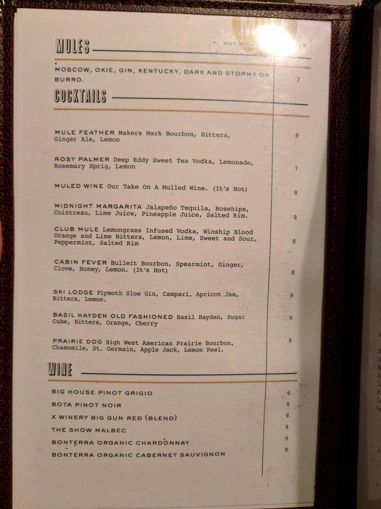 Menu at The Mule pub & bar, Oklahoma City, NW 16th St