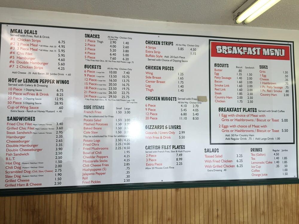 Menu at Big Chic of Talbotton restaurant, Talbotton, 148 Washington Ave