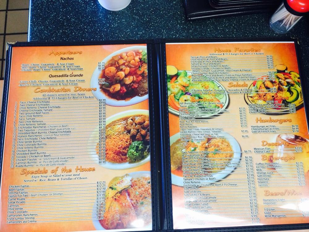 Menu at Casa Del Rio restaurant, Ventura