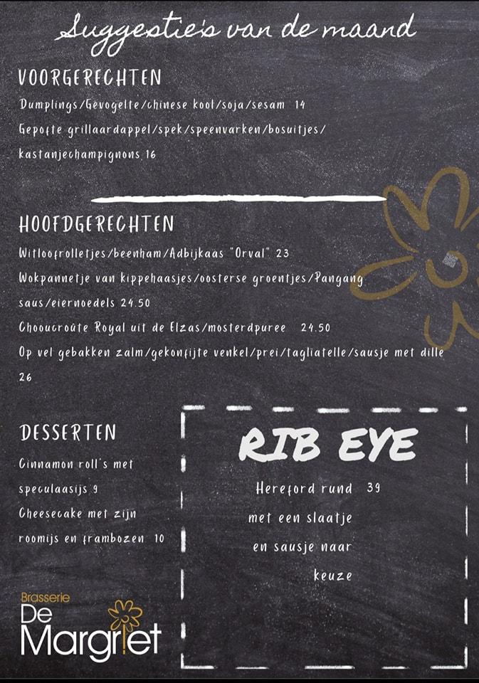 Menu at De Margriet, Mechelen, Bruul 52