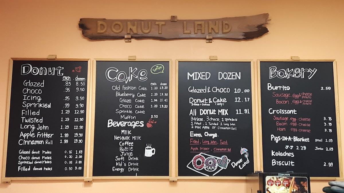 Menu at Donut Land, Destrehan