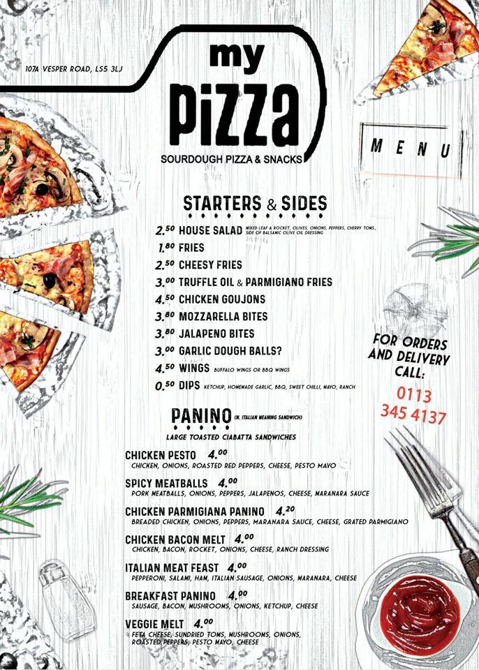 Menu at My Pizza and Burger pizzeria, Leeds