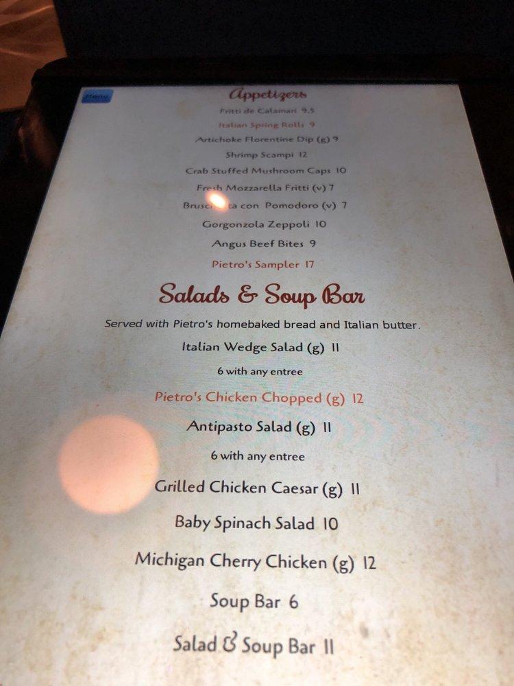 Menu at Pietro's Italian Restaurant, Grand Rapids, 2780 Birchcrest Dr SE