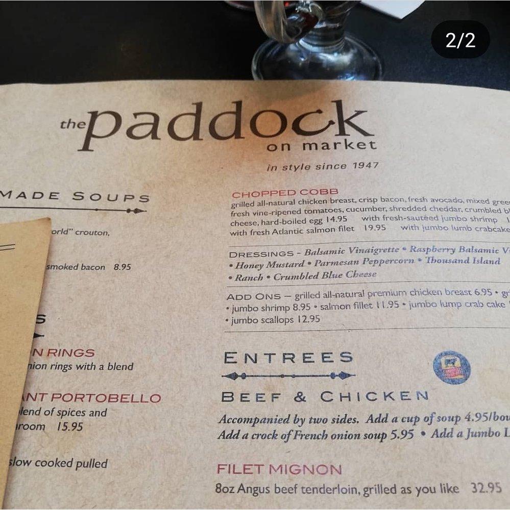 Menu at The Paddock on Market pub & bar, Yorklyn